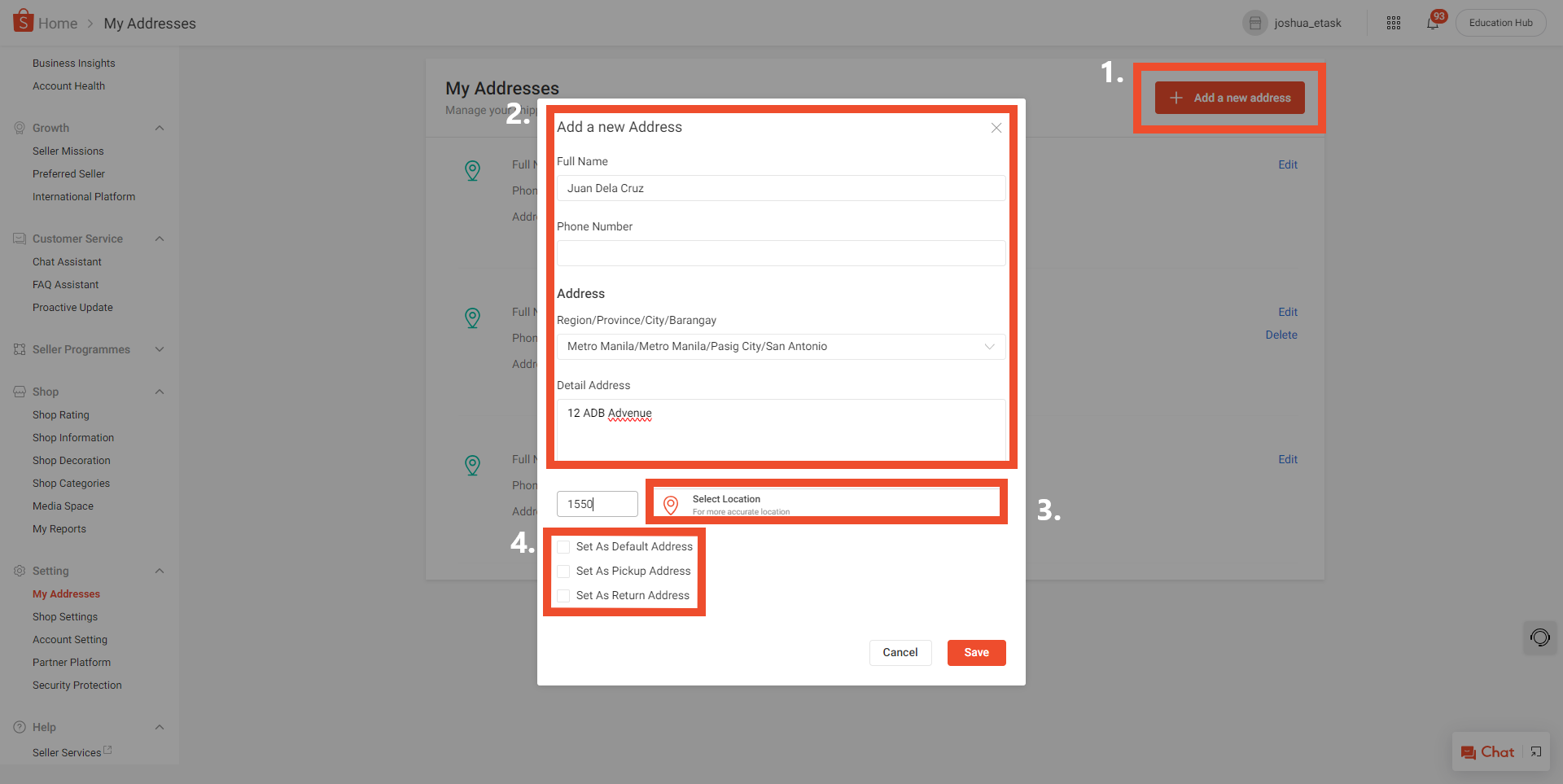 How do I add/edit/delete my address? | Shopee PH Seller Education Hub