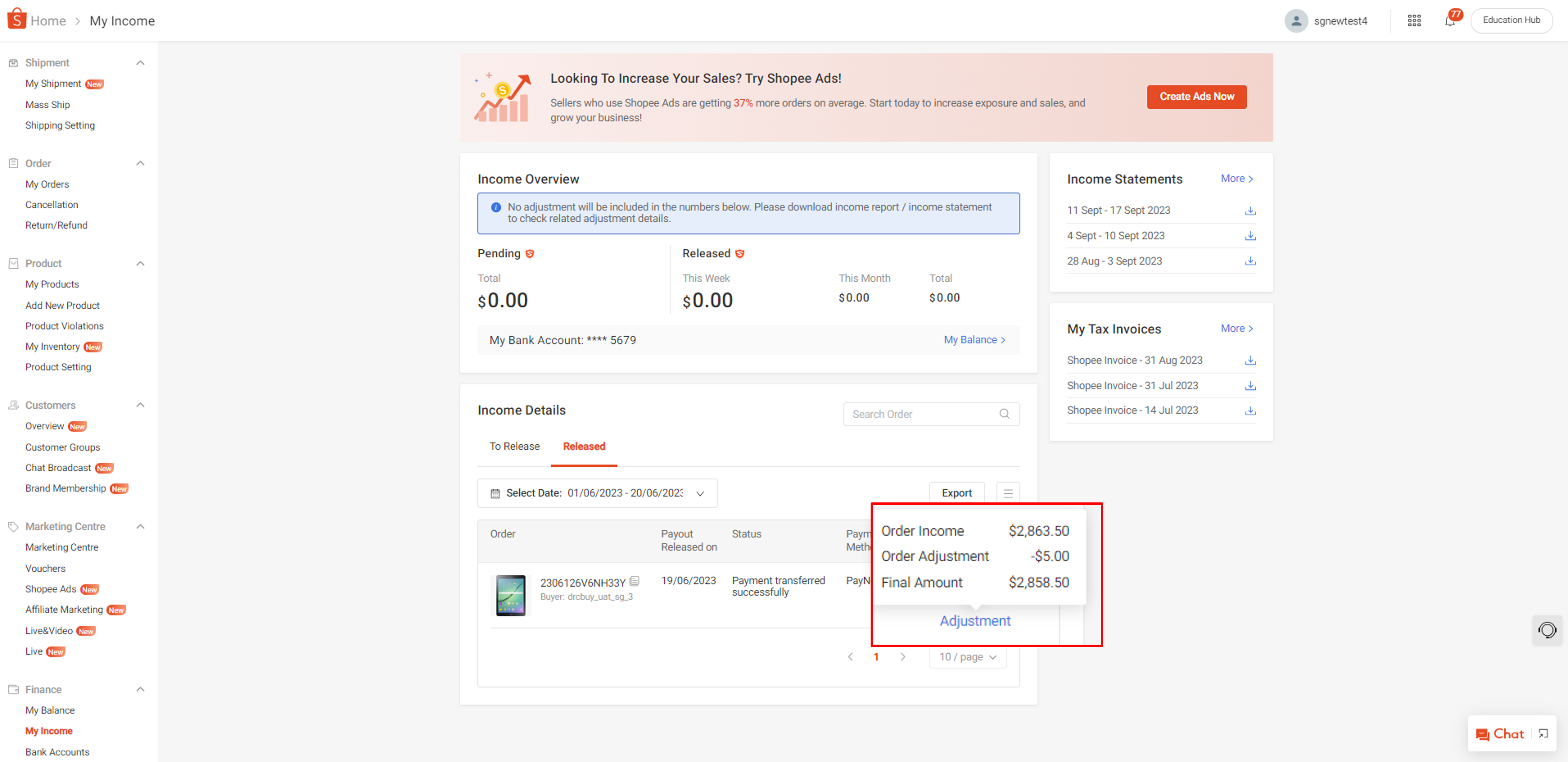 About My Income | Shopee SG Seller Education Hub