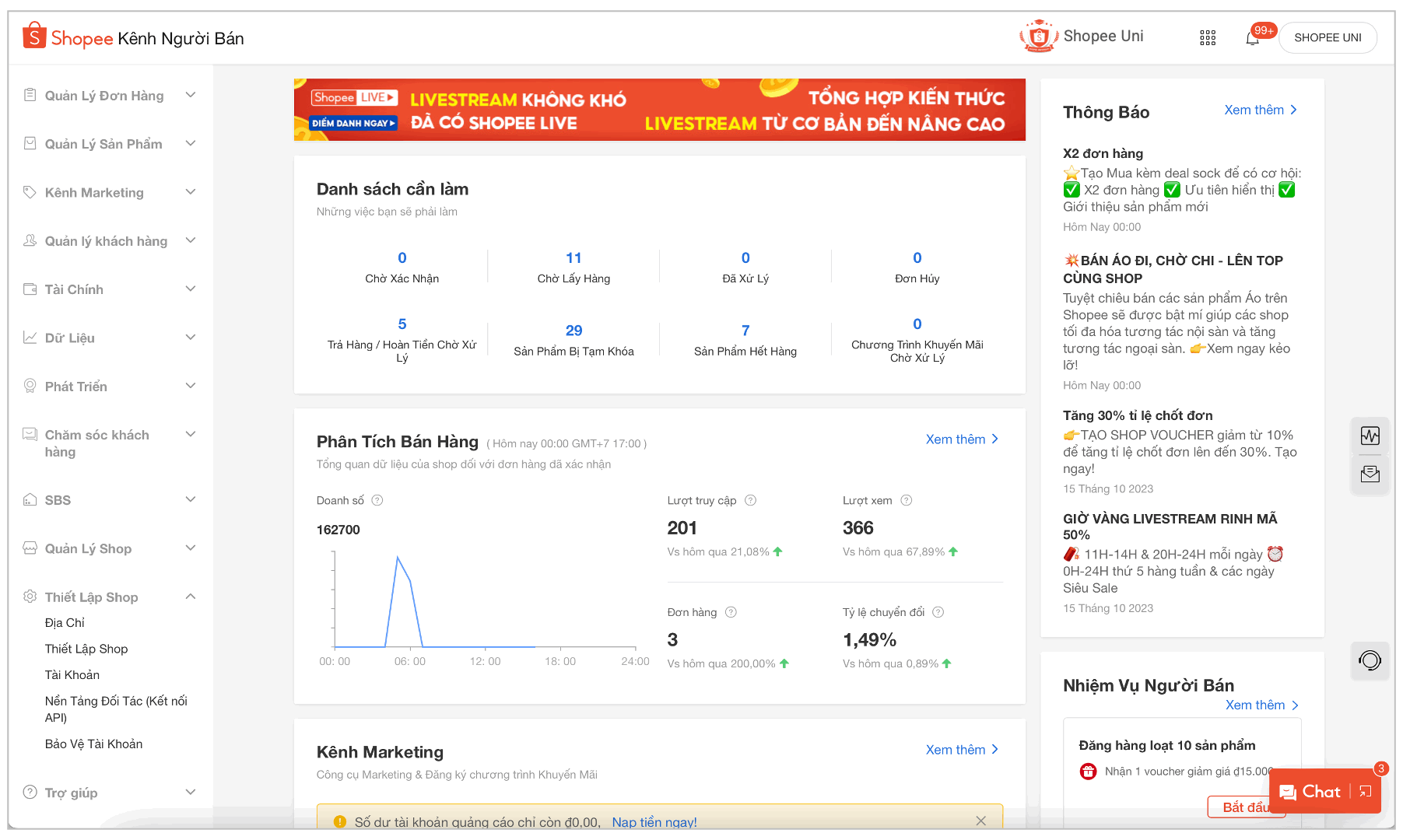 Cách Quản lý Cài đặt Shopee Chat | Shopee Uni Việt Nam