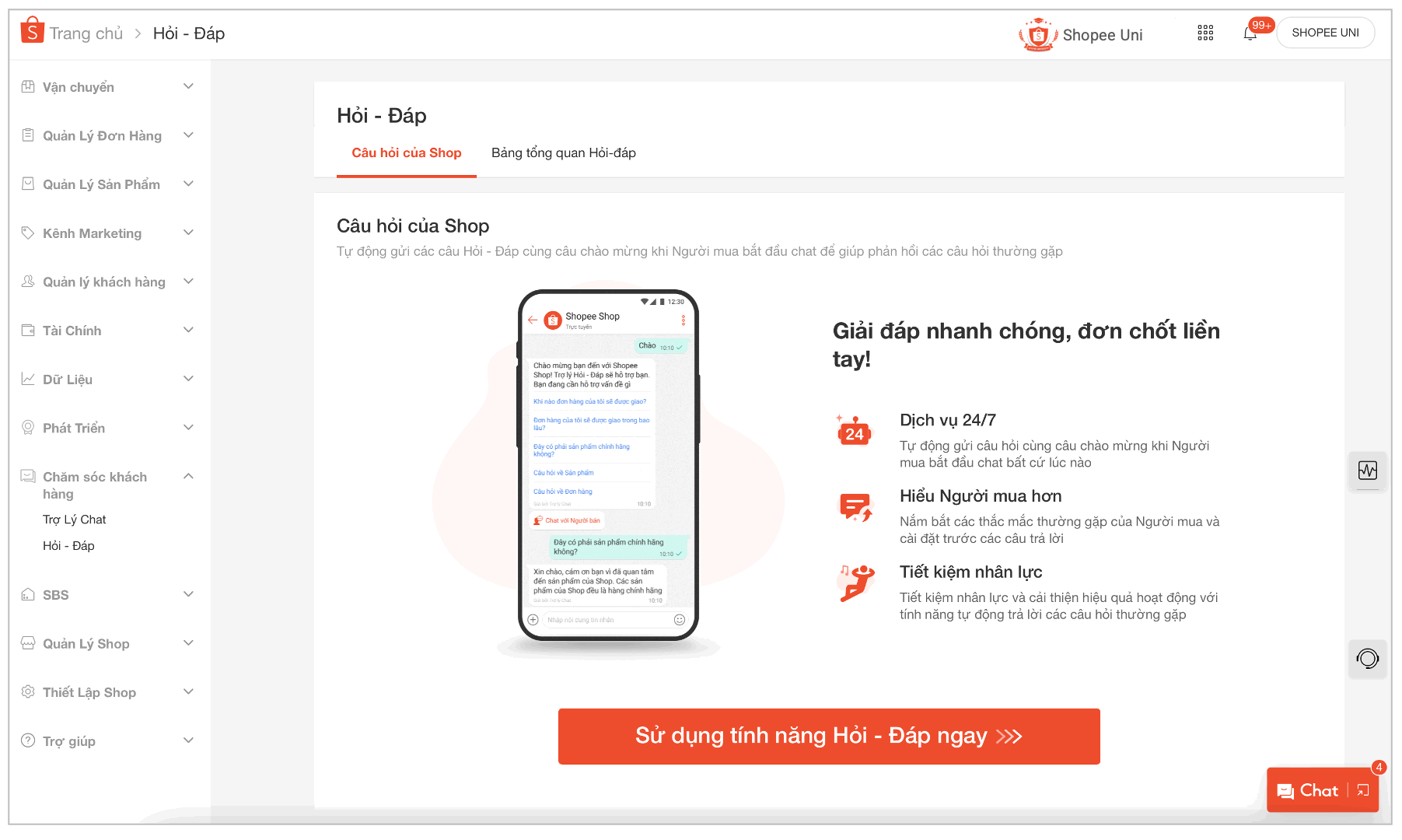 Sử dụng Hỏi - Đáp tại Quản lý Chat trên Shopee | Học viện Shopee ...